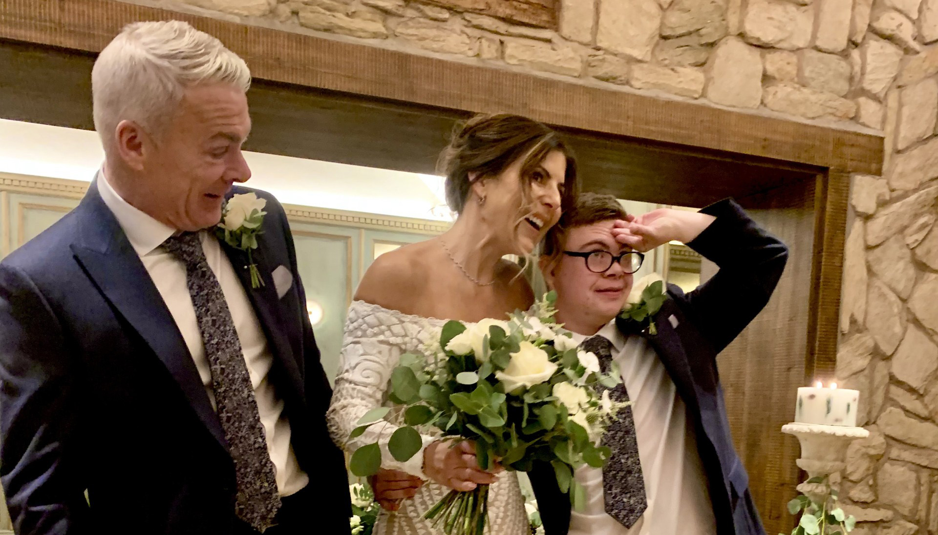 Joe with dad and stepmum Steven and Caroline banner - Derwen College